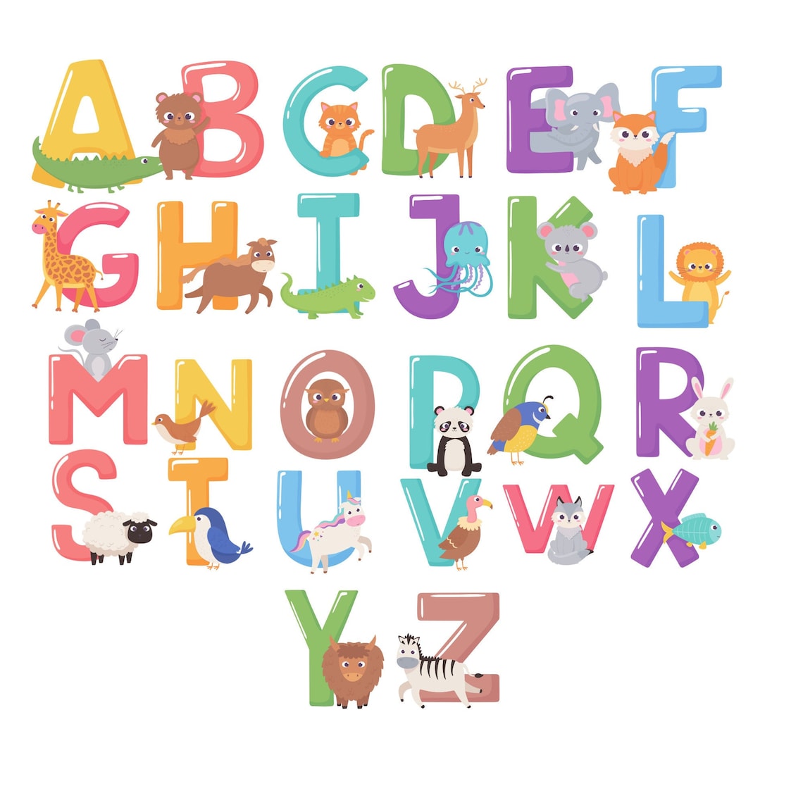 Alphabet Animal Clipart,animal Alphabet Svg,education Clipart,school ...