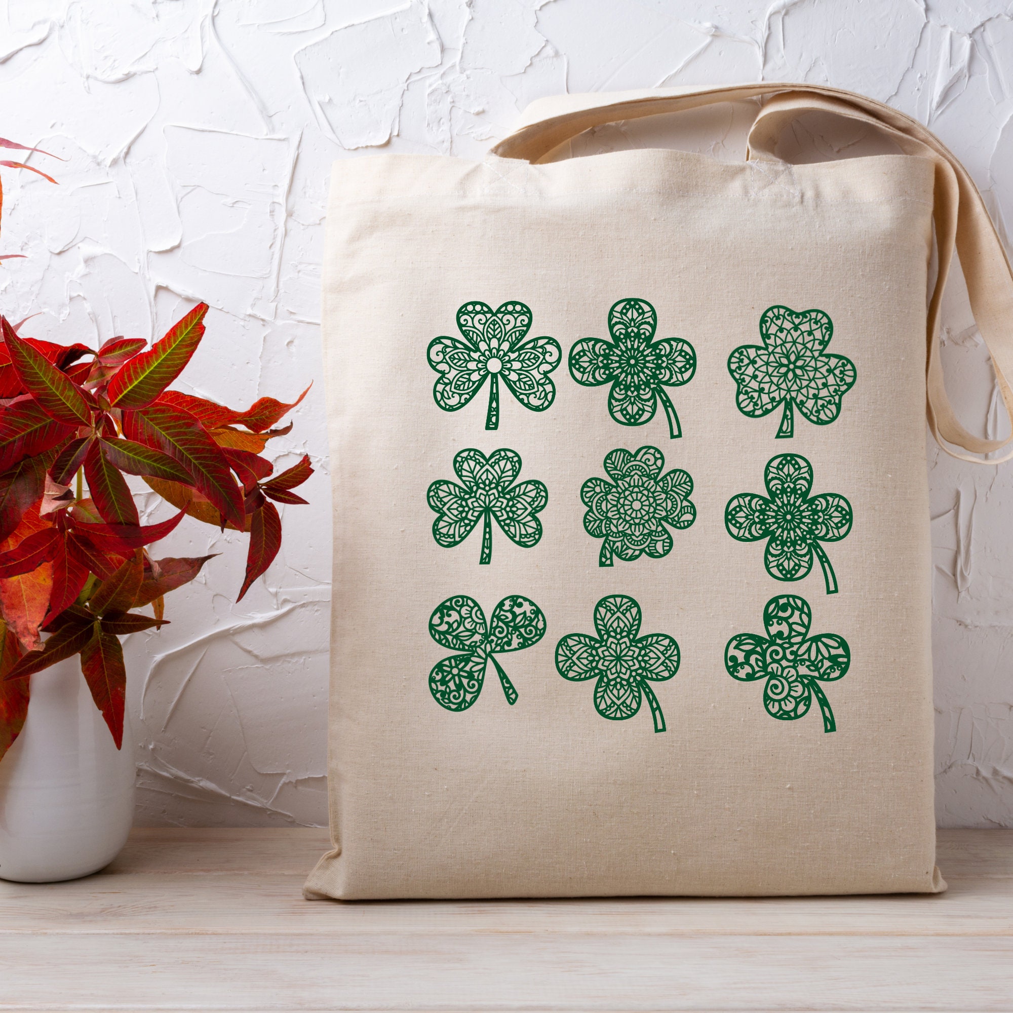 Shamrock Svg.flower Nature Clipart.green Solid & Outline Four Leaf ...