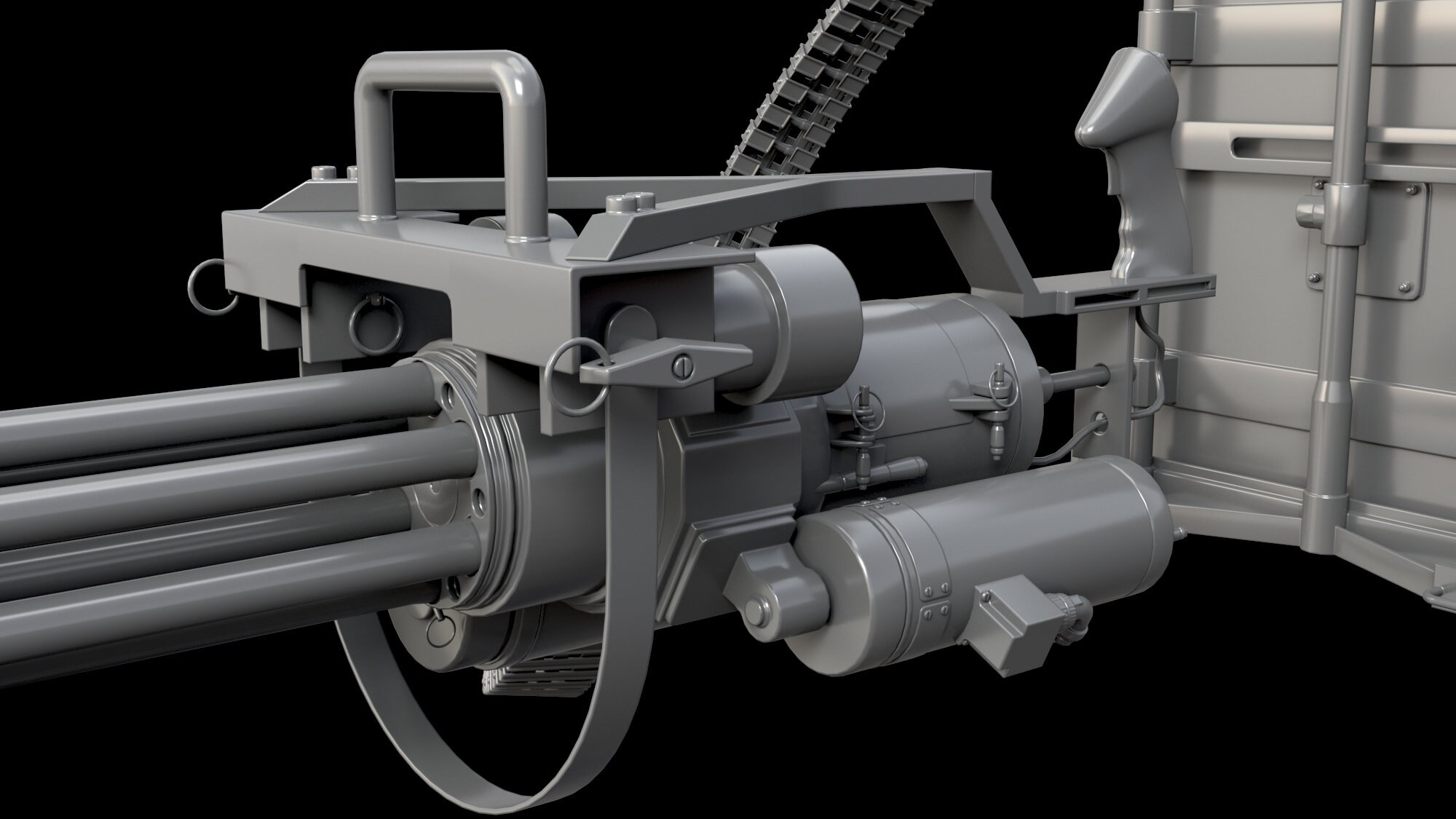 M134 Mini Gun, 3D Model, 3D Print, OBJ, STL, Zbrush File, Bullet Belt ...