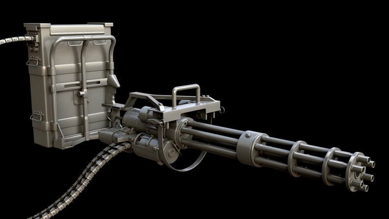 M134 Mini Gun, 3D Model, 3D Print, OBJ, STL, Zbrush File, Bullet Belt ...