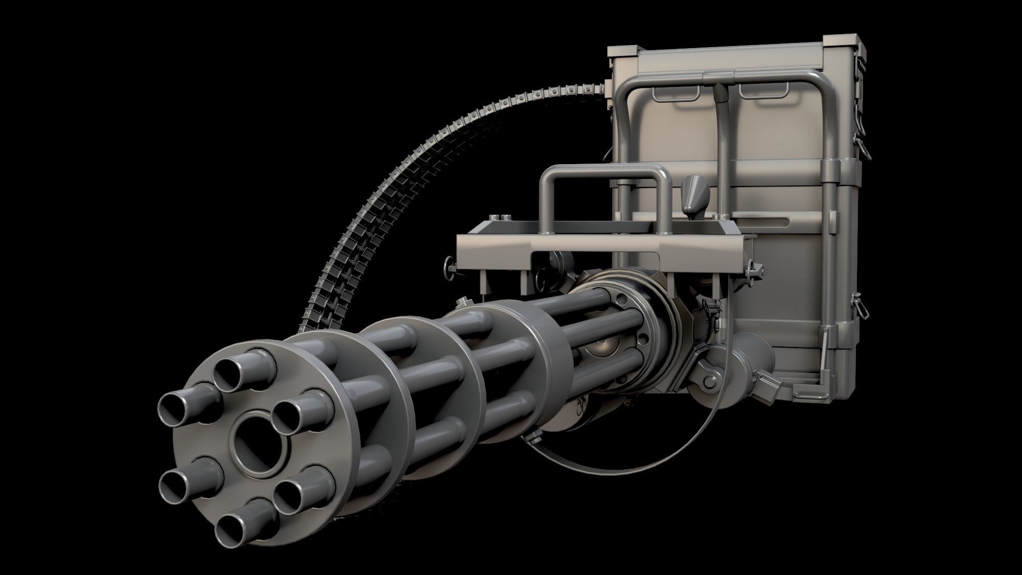 M134 Mini Gun, 3D Model, 3D Print, OBJ, STL, Zbrush File, Bullet Belt ...