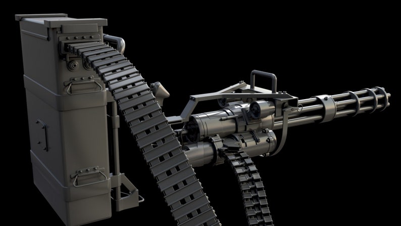 M134 Mini Gun, 3D Model, 3D Print, OBJ, STL, Zbrush File, Bullet Belt ...