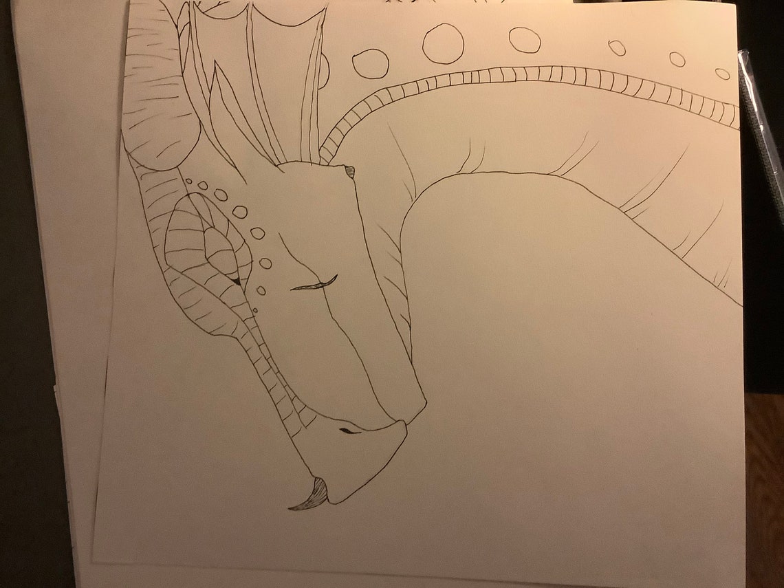 Wings of Fire Color Yourself Drawing Dragon Paper Drawing ORIGINAL BY ...