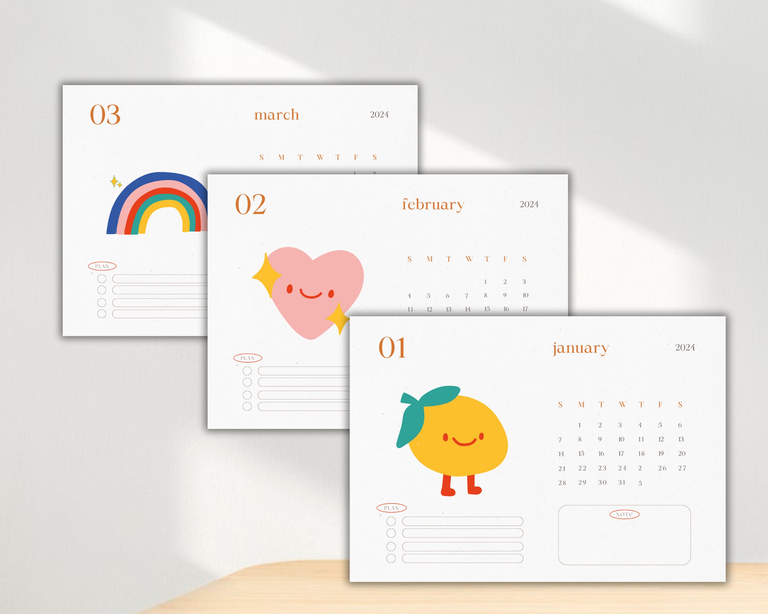 2024/2025 Calendar, Cute Fruit Design Goodnote, Monthly Calandar ...