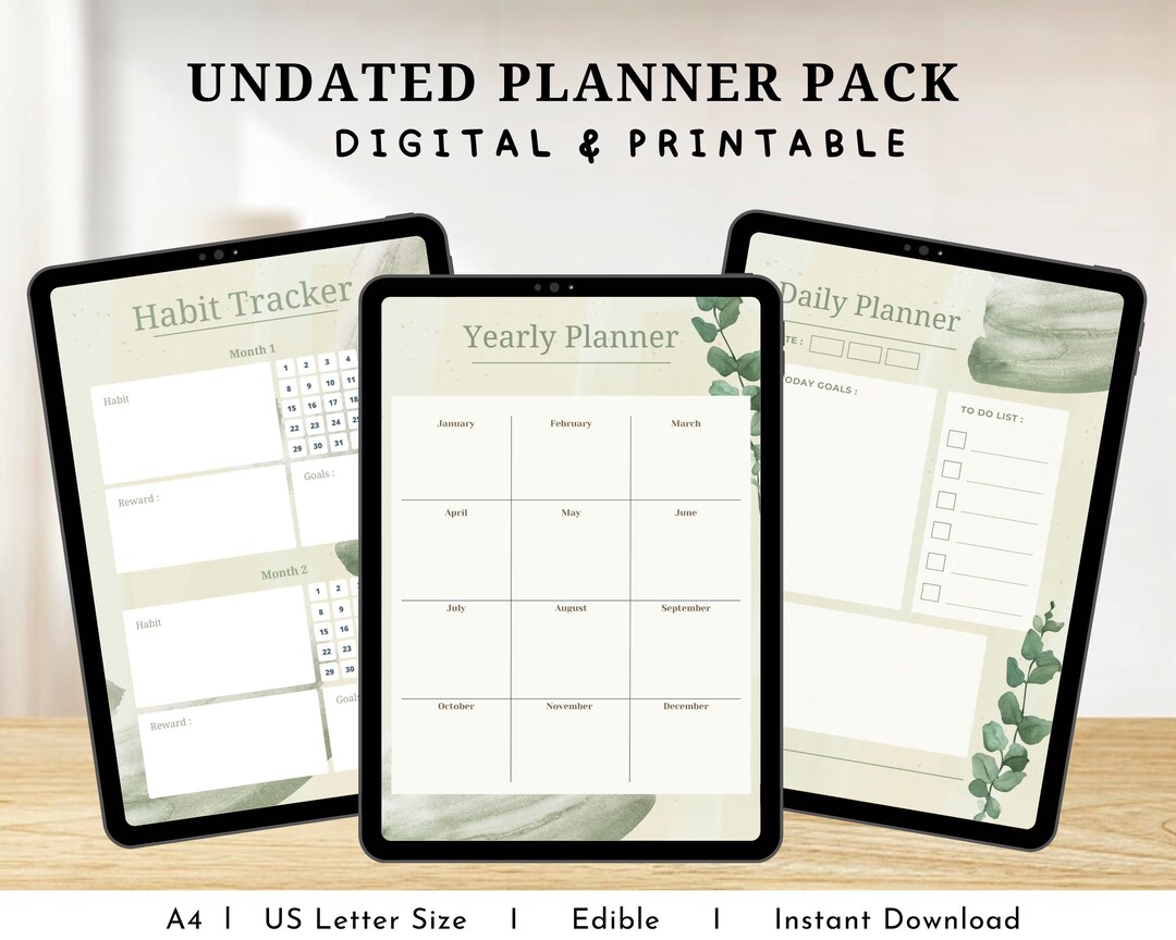 Ultimate Planner, Yearly, Monthly, Weekly, Daily Planner, Green ...