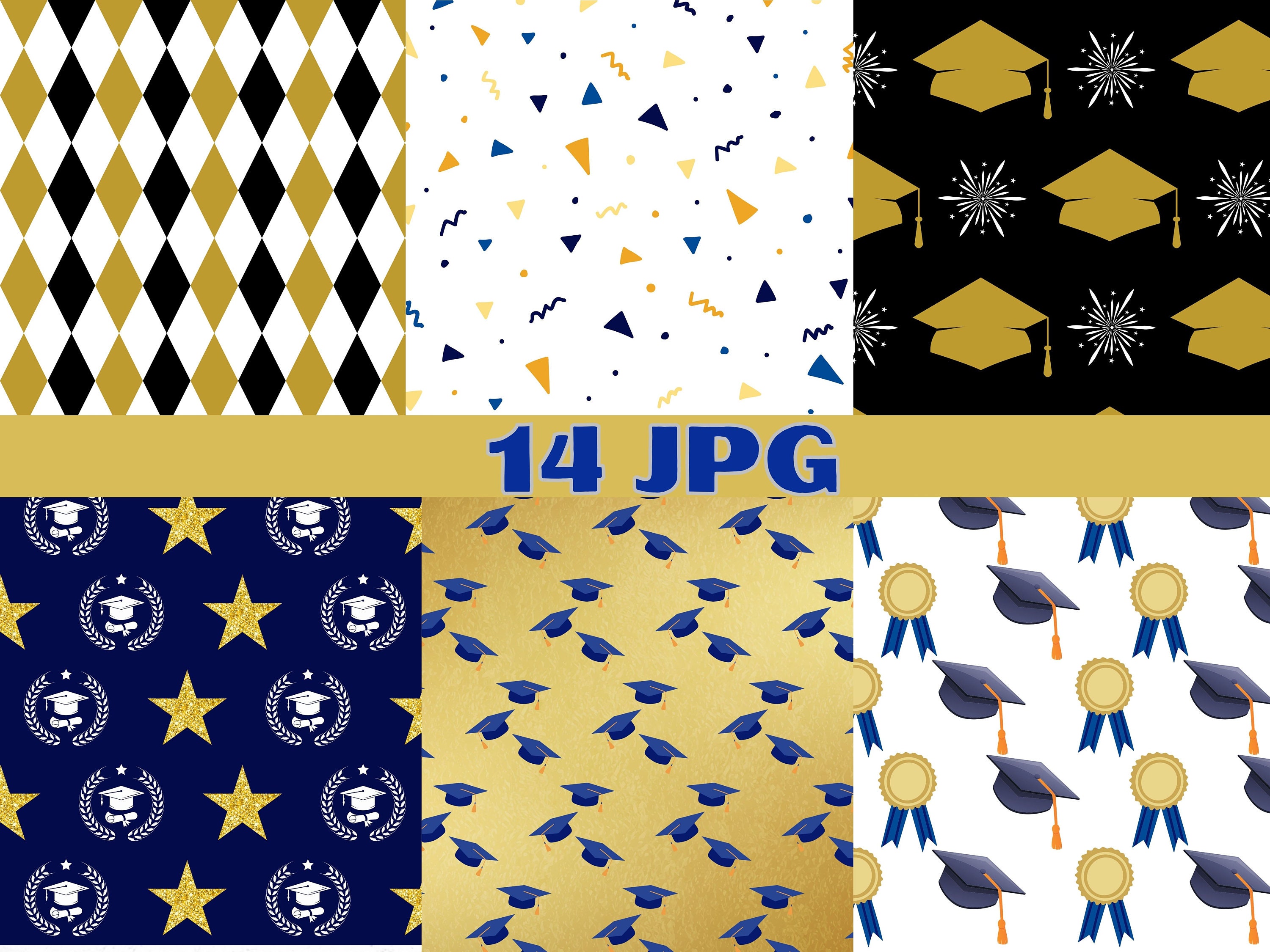 Happy Graduation Day Digital Paper Seamless Pattern Class of 2023 Black ...