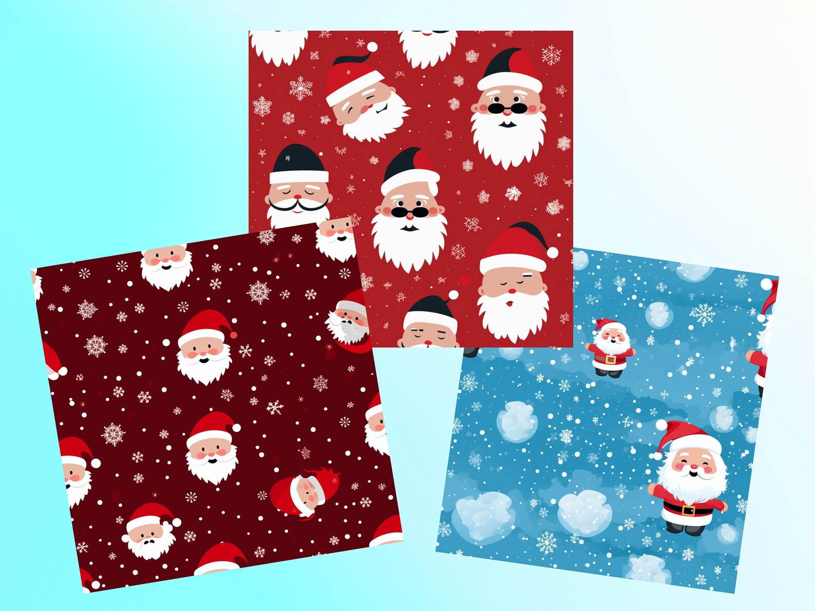 Santa Vintage Retro Red Watercolor Santa Seamless Pattern, Vintage ...