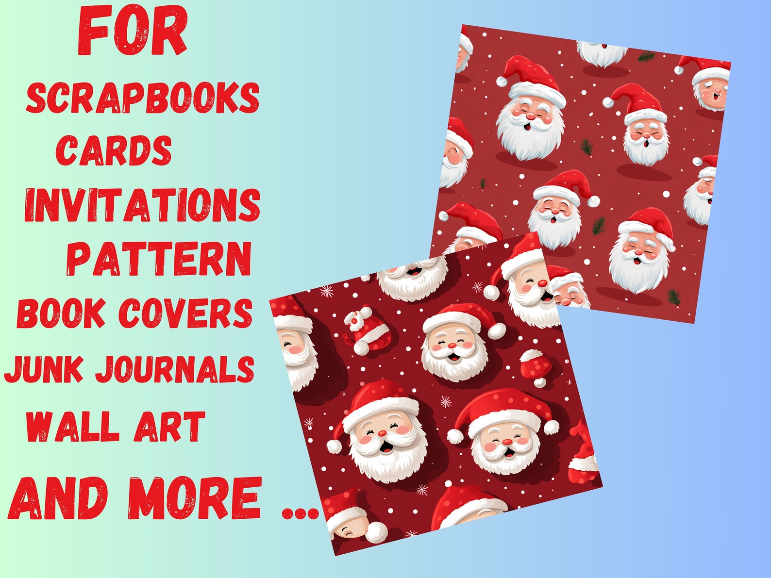 Santa Vintage Retro Red Watercolor Santa Seamless Pattern, Vintage ...