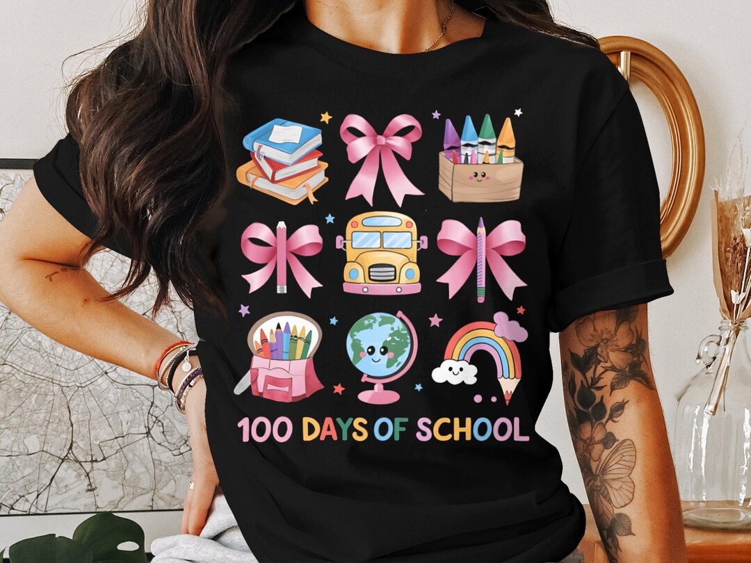 100 Days of School Clipart, School Digital Stickers, Cute School ...