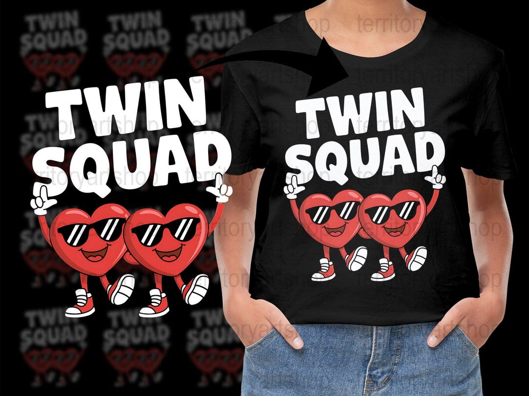 Twin Squad Digital Download, Cute Heart Twins, Fun Twin Kids Print ...
