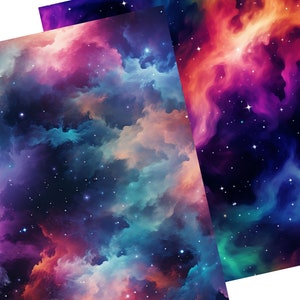 Printable Starry Galaxy Digital Paper, Starry Night Sky Background ...