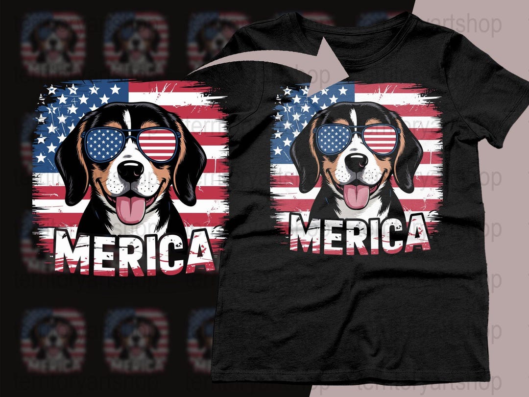 Patriotic Dog PNG, American Flag, Sunglasses, Digital Download ...