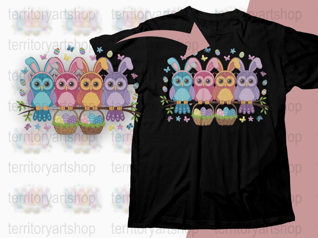 Cute Easter Owl Family With Eggs Instant Download, Spring Owl Clipart ...