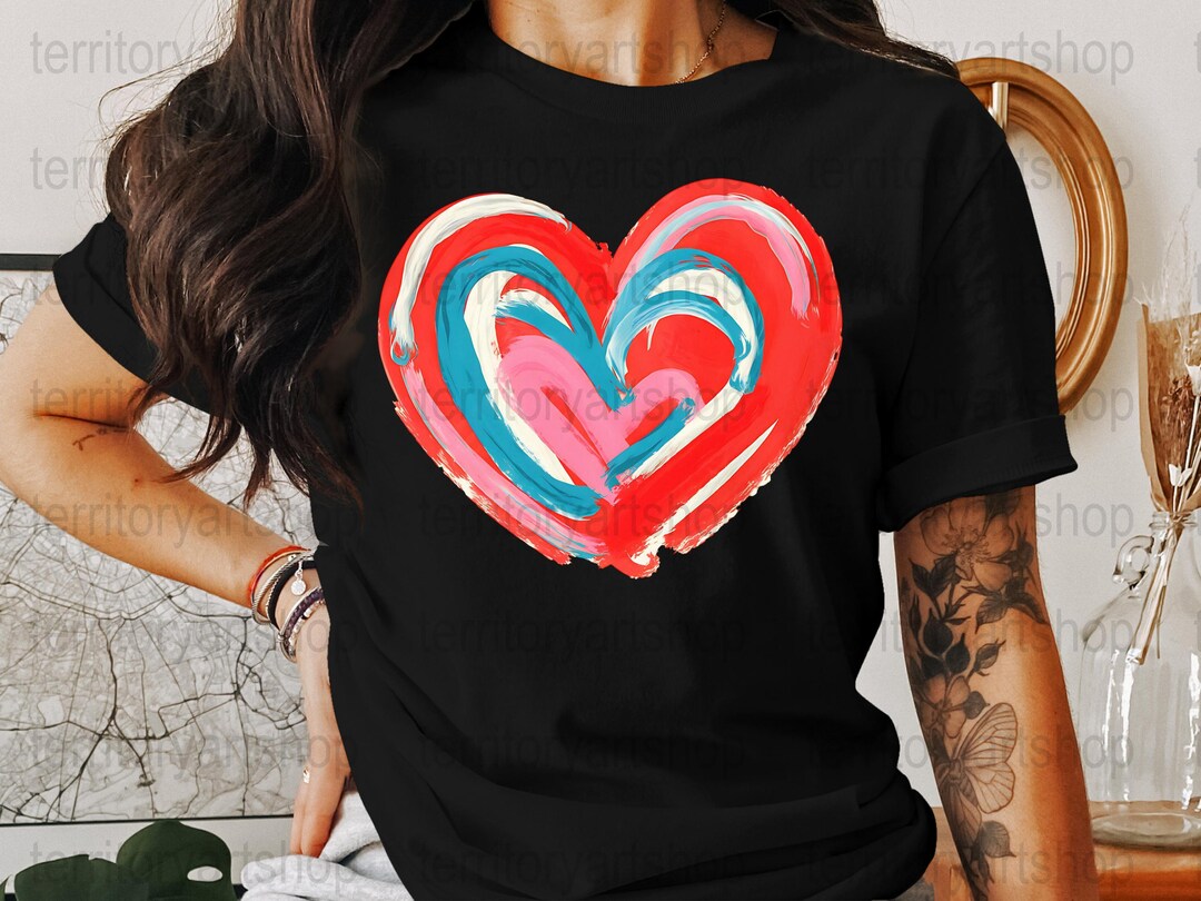 Colorful Abstract Heart Painting Digital Download, Instant Download Art ...