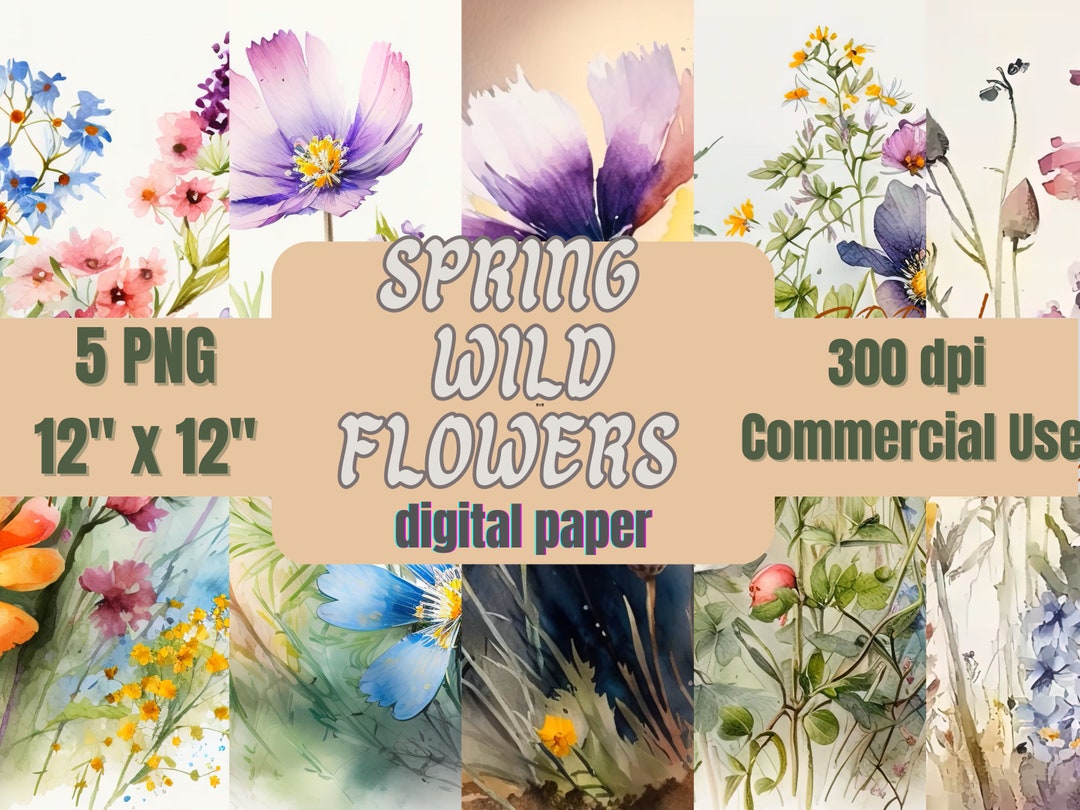 Watercolor Spring Floral Medley Digital Paper - Watercolor Flower ...