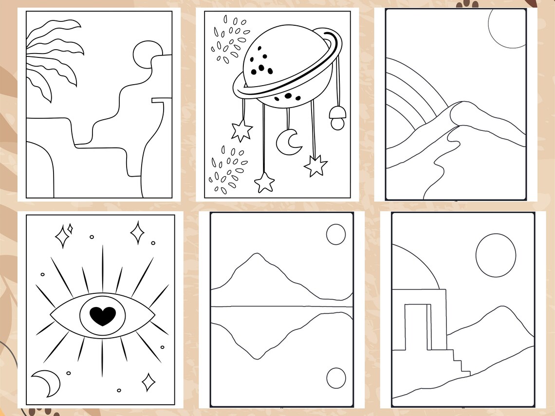 42 Minimalist Scenery Coloring Pages for Adults Printable Coloring Book ...