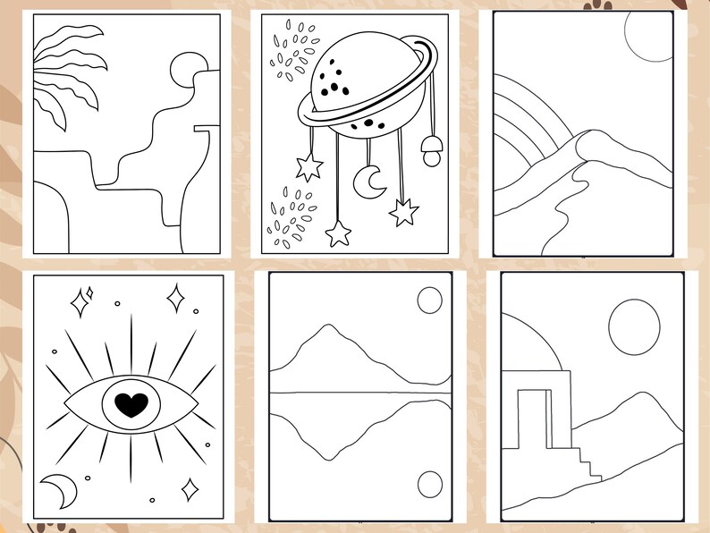 42 Minimalist Scenery Coloring Pages for Adults Printable Coloring Book ...