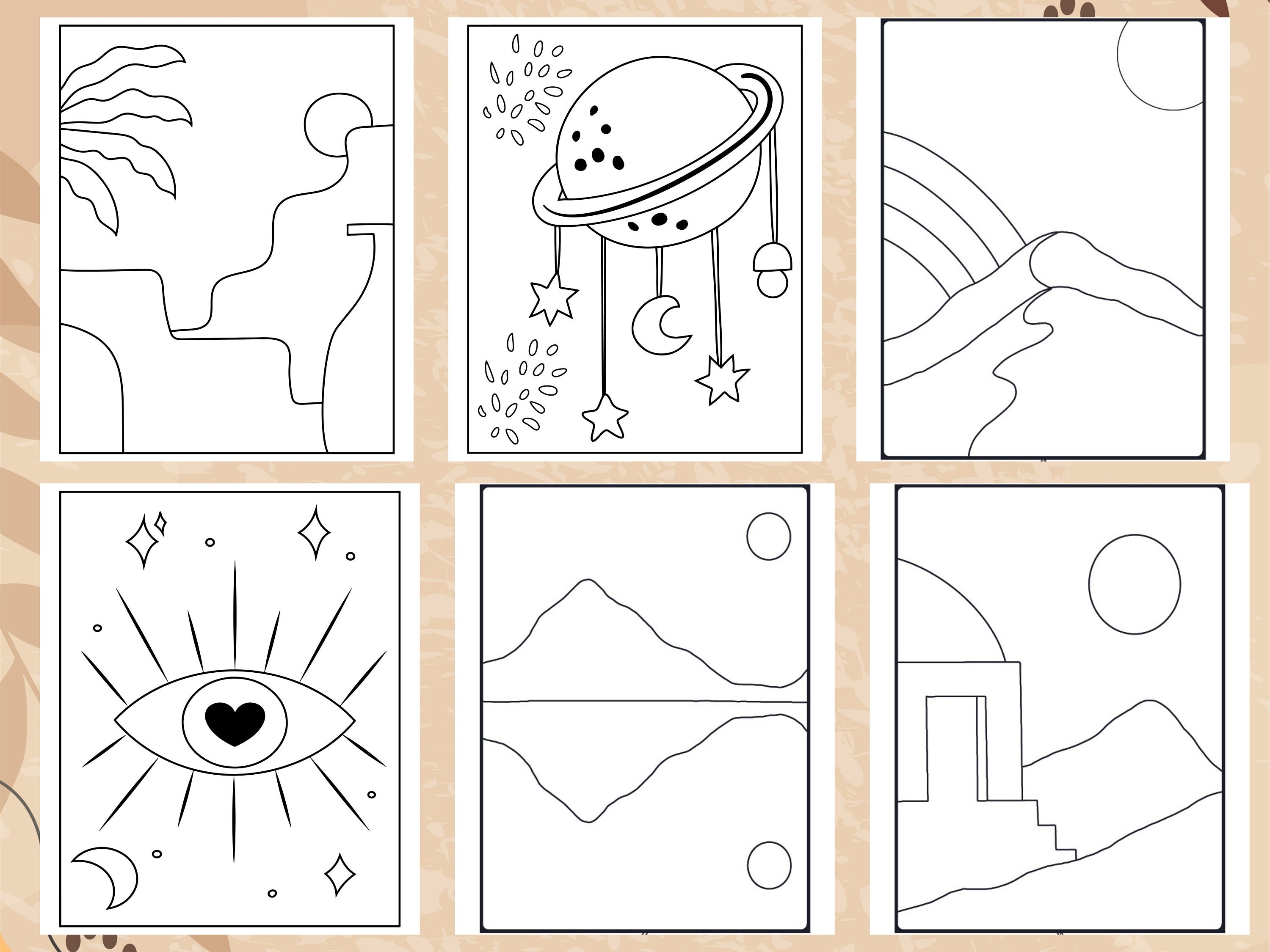 42 Minimalist Scenery Coloring Pages for Adults Printable Coloring Book ...