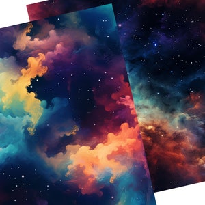 Printable Starry Galaxy Digital Paper, Starry Night Sky Background ...