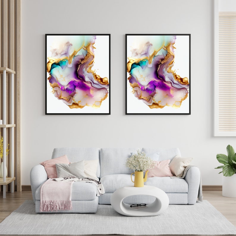 Agate Print Watercolor Agate Painting Agate Wall Art Geode - Etsy