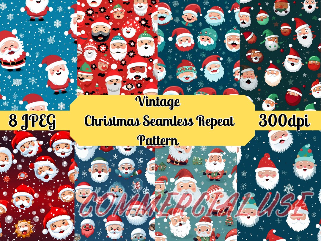 Santa Vintage Retro Red Watercolor Santa Seamless Pattern ,vintage ...