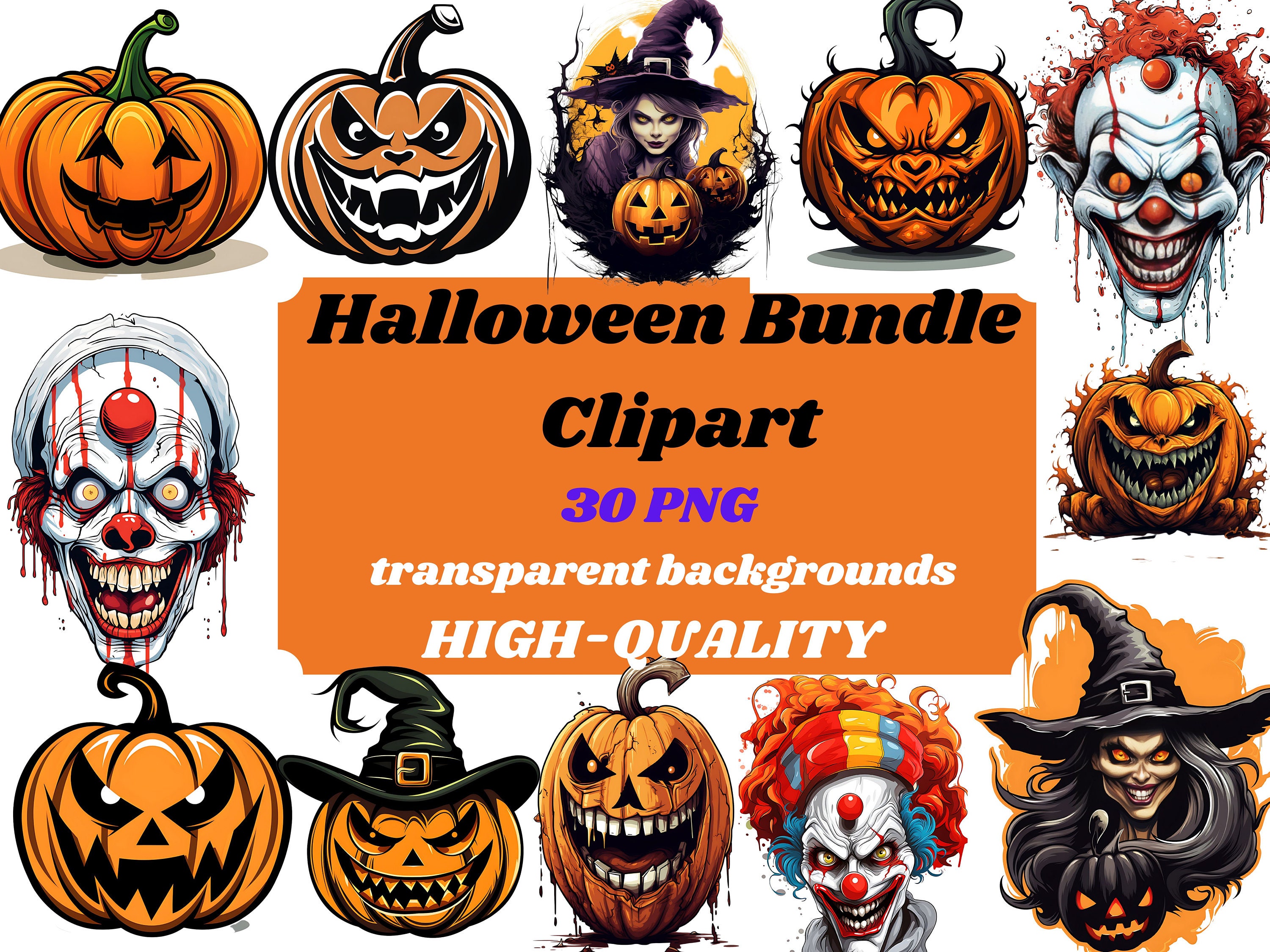 Halloween Clipart Bundle of 30,cute Halloween Clipart, Pumpkins ...