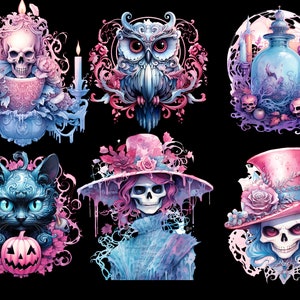 55 PNG Watercolour Pastel Halloween Bundle Clipart, Cute Pink Halloween ...