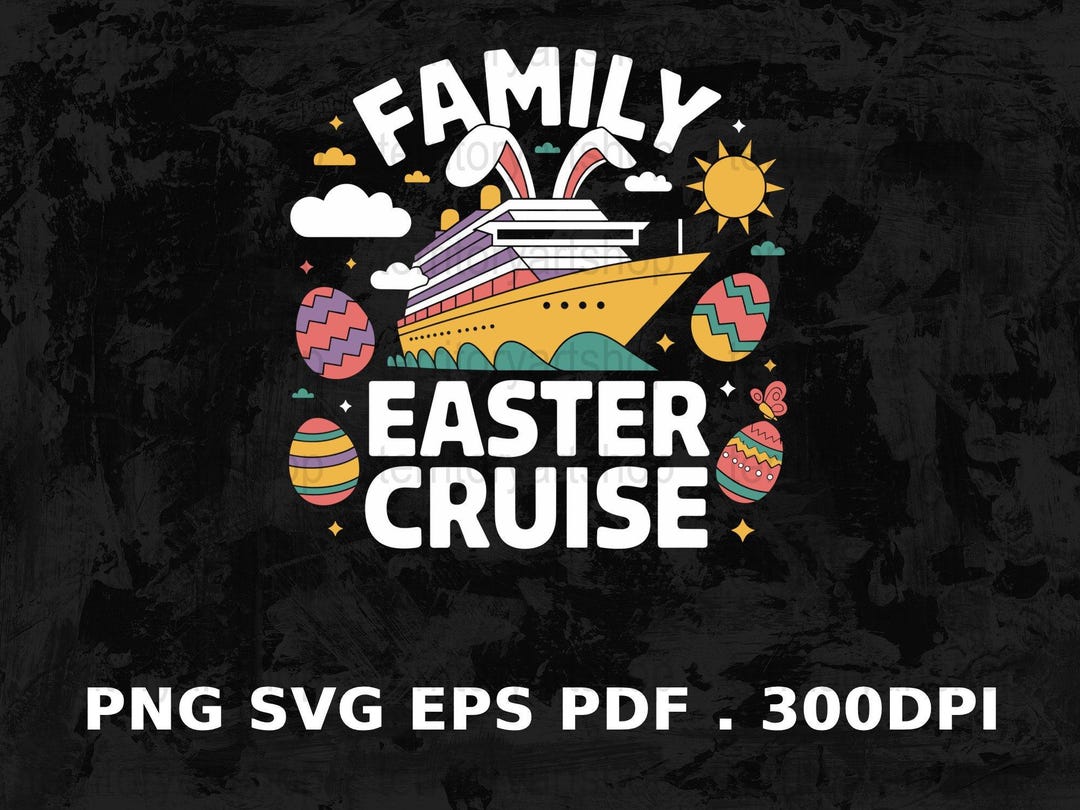 Family Easter Cruise Digital Download, Easter Cruise Illustration ...