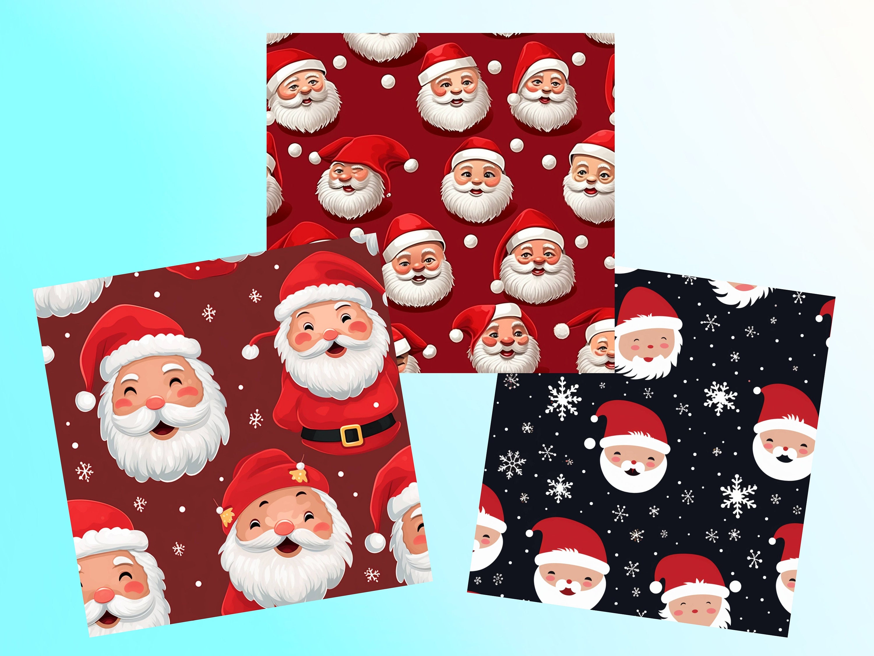 Santa Vintage Retro Red Watercolor Santa Seamless Pattern, Vintage ...