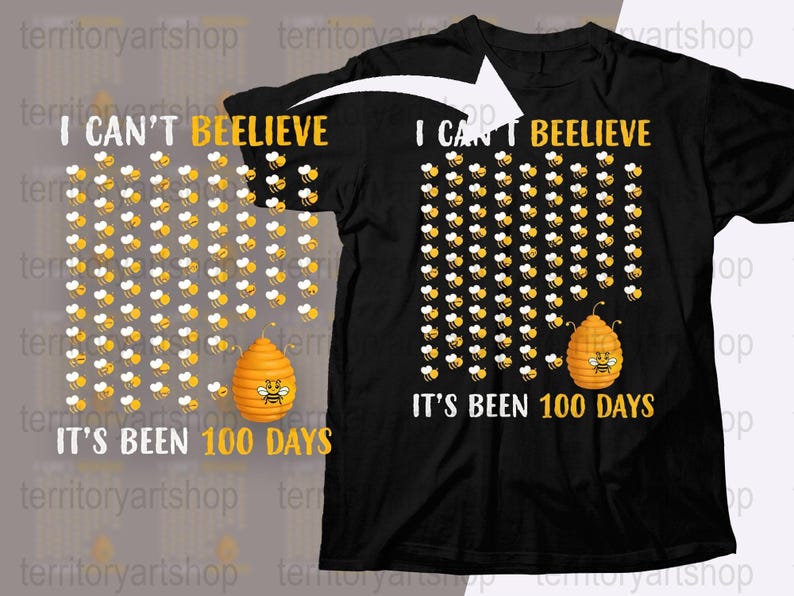 100 Days of School Bee Printable, Instant Download 100th Day of School ...