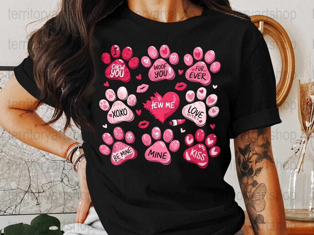 Paw Print Valentine Clip Art Bundle, Cute Dog Lover Valentine Stickers ...
