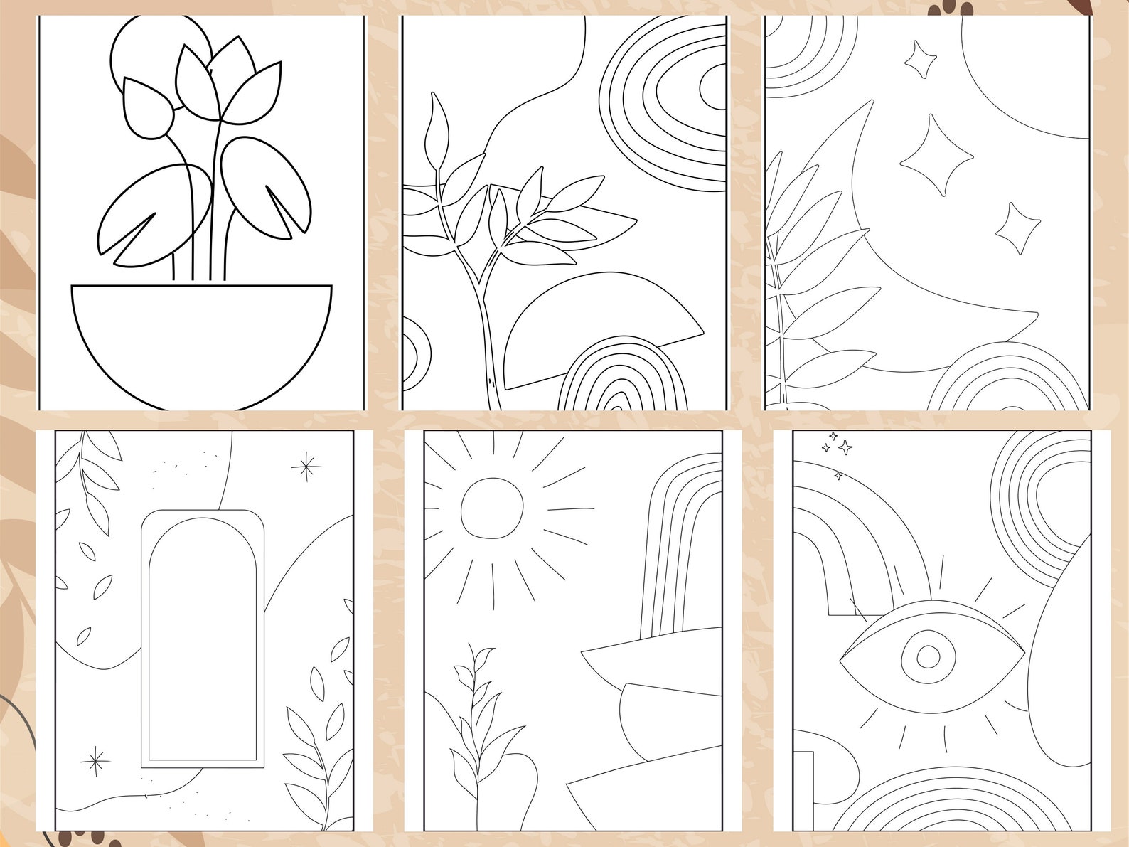 42 Minimalist Scenery Coloring Pages for Adults Printable Coloring Book ...