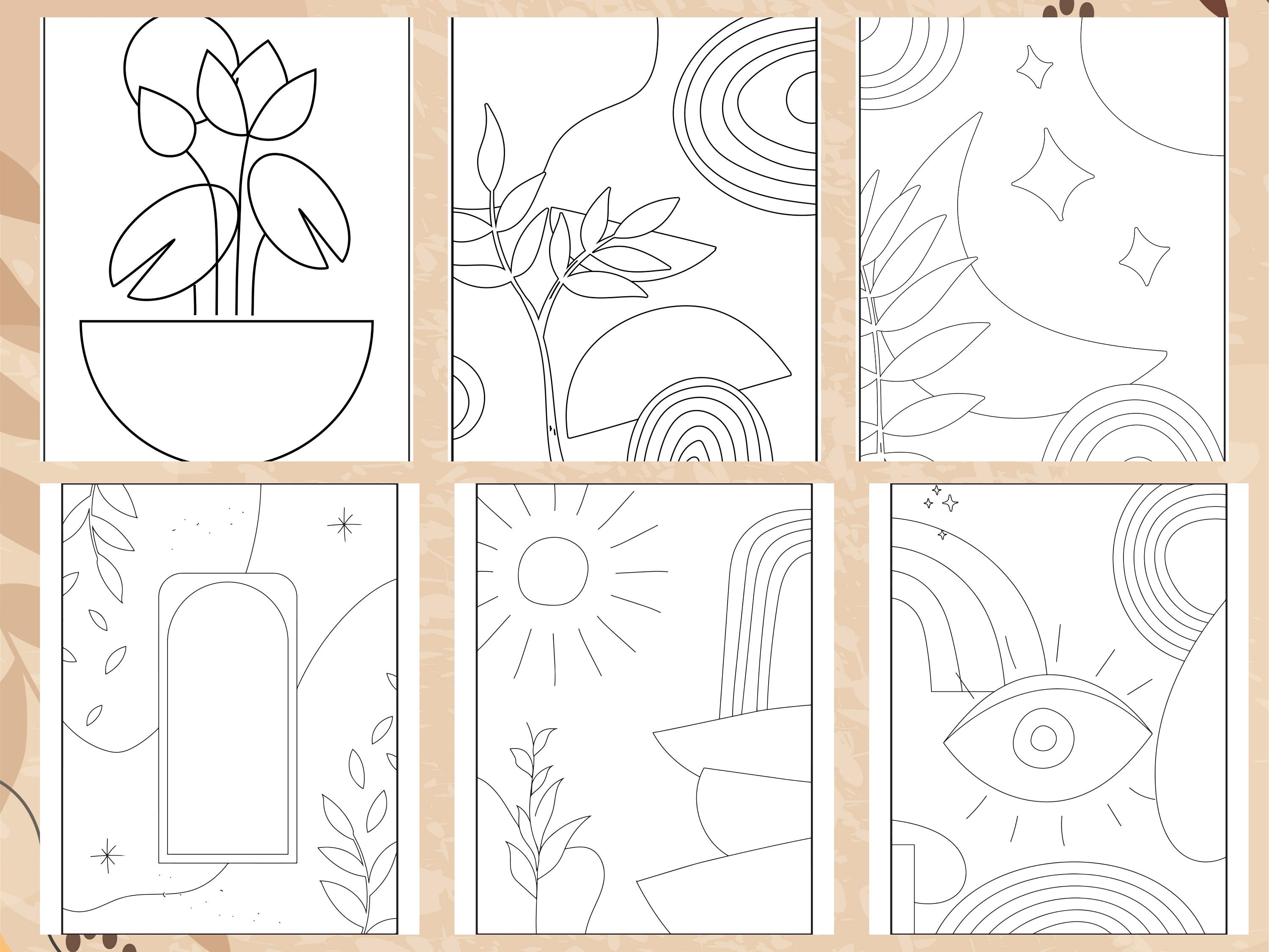 42 Minimalist Scenery Coloring Pages for Adults Printable Coloring Book ...
