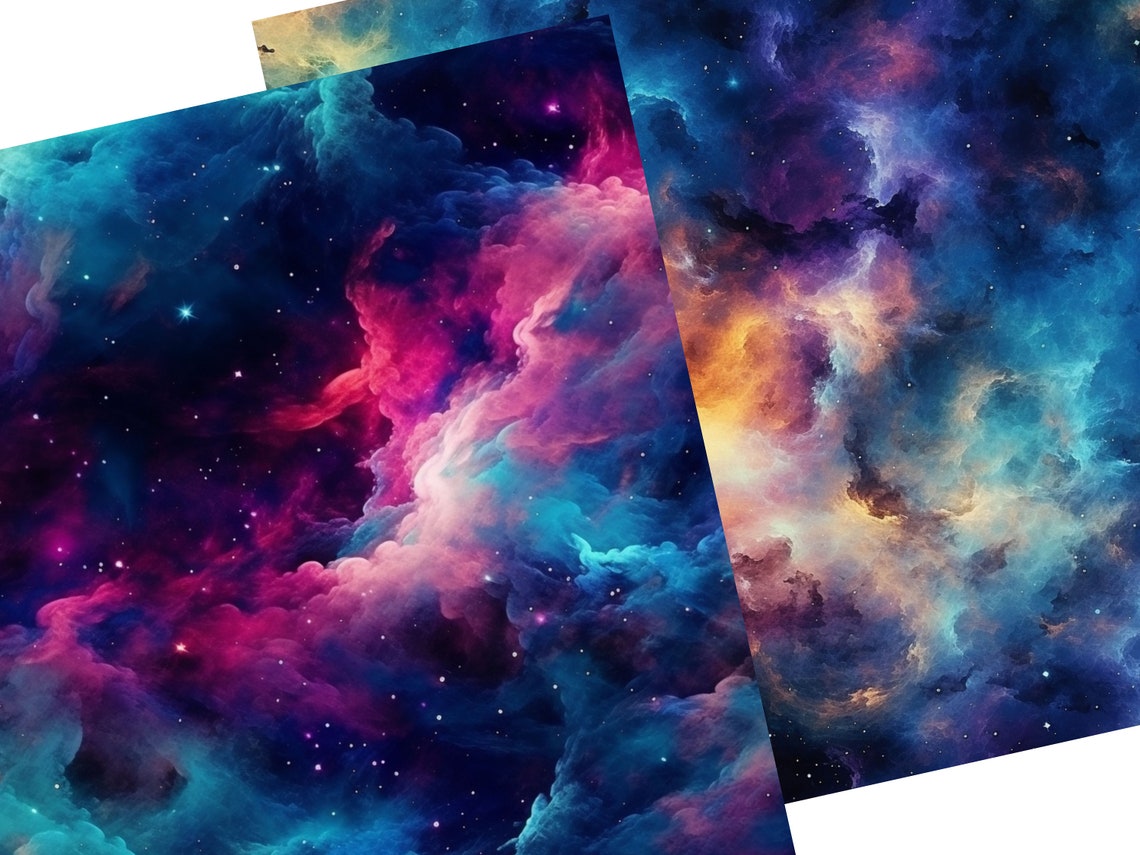 Printable Starry Galaxy Digital Paper, Starry Night Sky Background ...