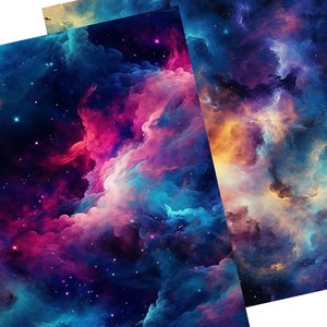 Printable Starry Galaxy Digital Paper, Starry Night Sky Background ...