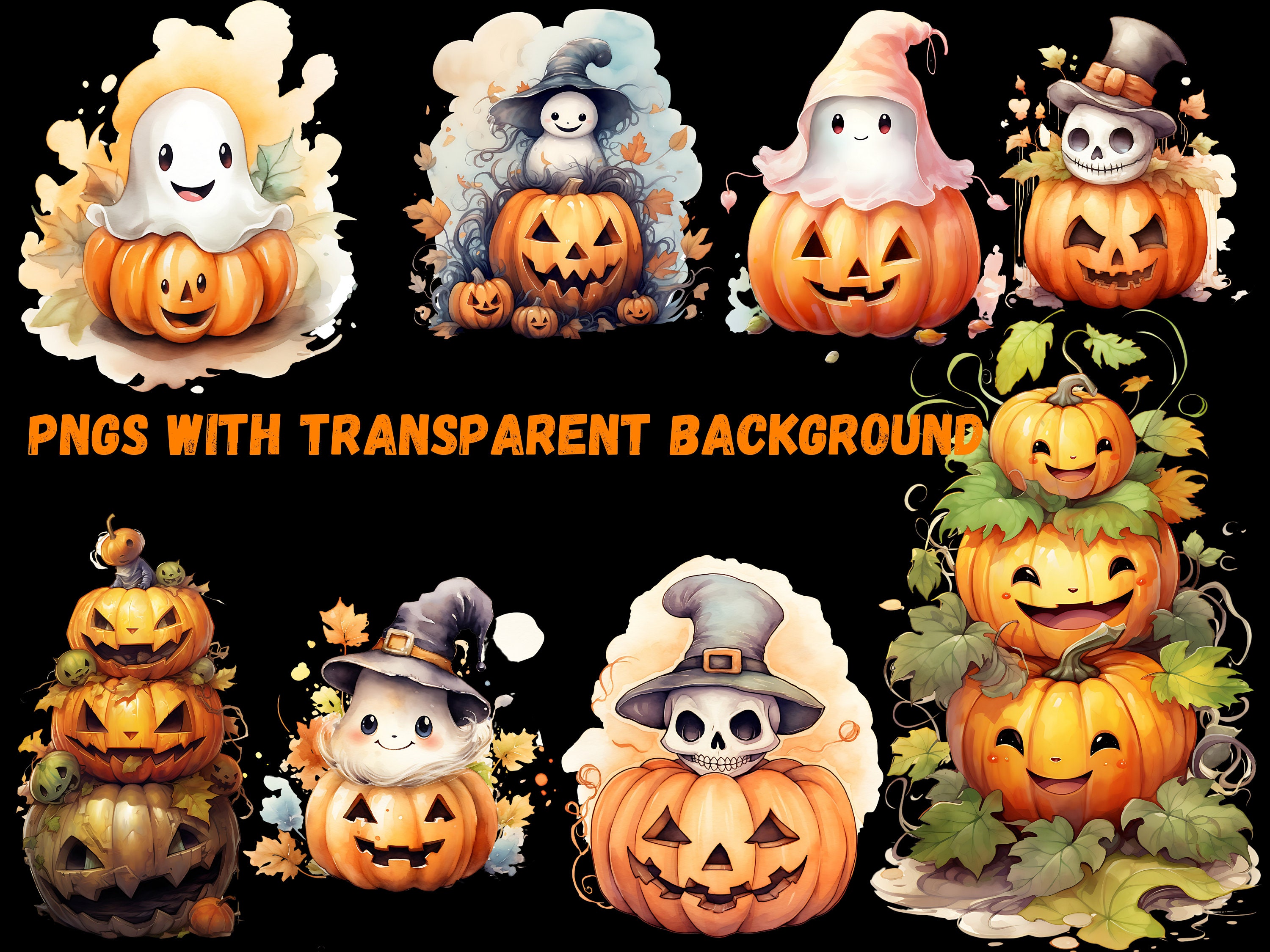 29 Halloween Clipart Bundle, Cute Halloween Clipart, Pumpkins, Kawaii ...