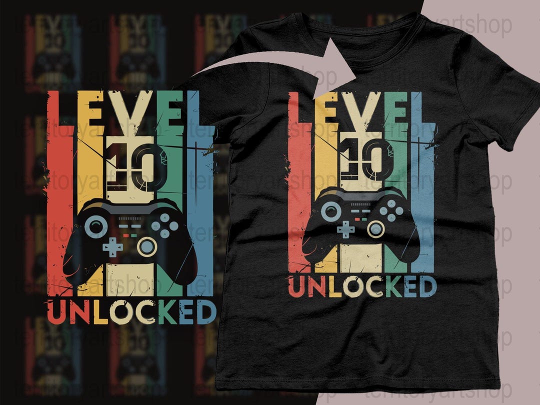 Video Game Level 10 Unlocked Birthday Digital Download, Gamer Kids ...