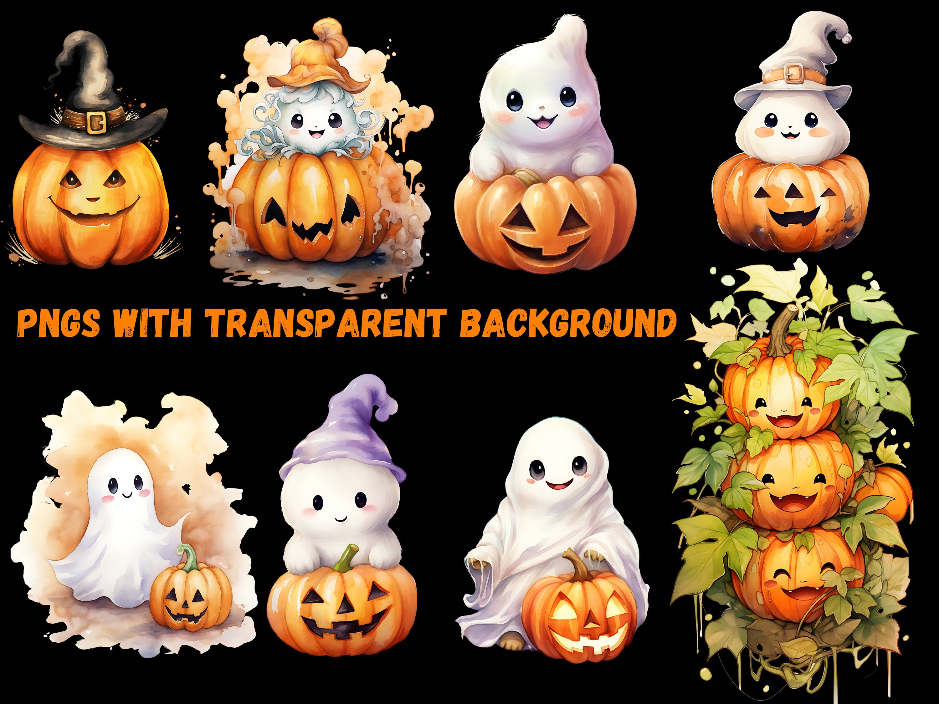 29 Halloween Clipart Bundle, Cute Halloween Clipart, Pumpkins, Kawaii ...