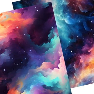 Printable Starry Galaxy Digital Paper, Starry Night Sky Background ...