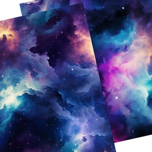 Printable Starry Galaxy Digital Paper, Starry Night Sky Background ...