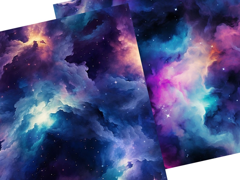 Printable Starry Galaxy Digital Paper, Starry Night Sky Background ...