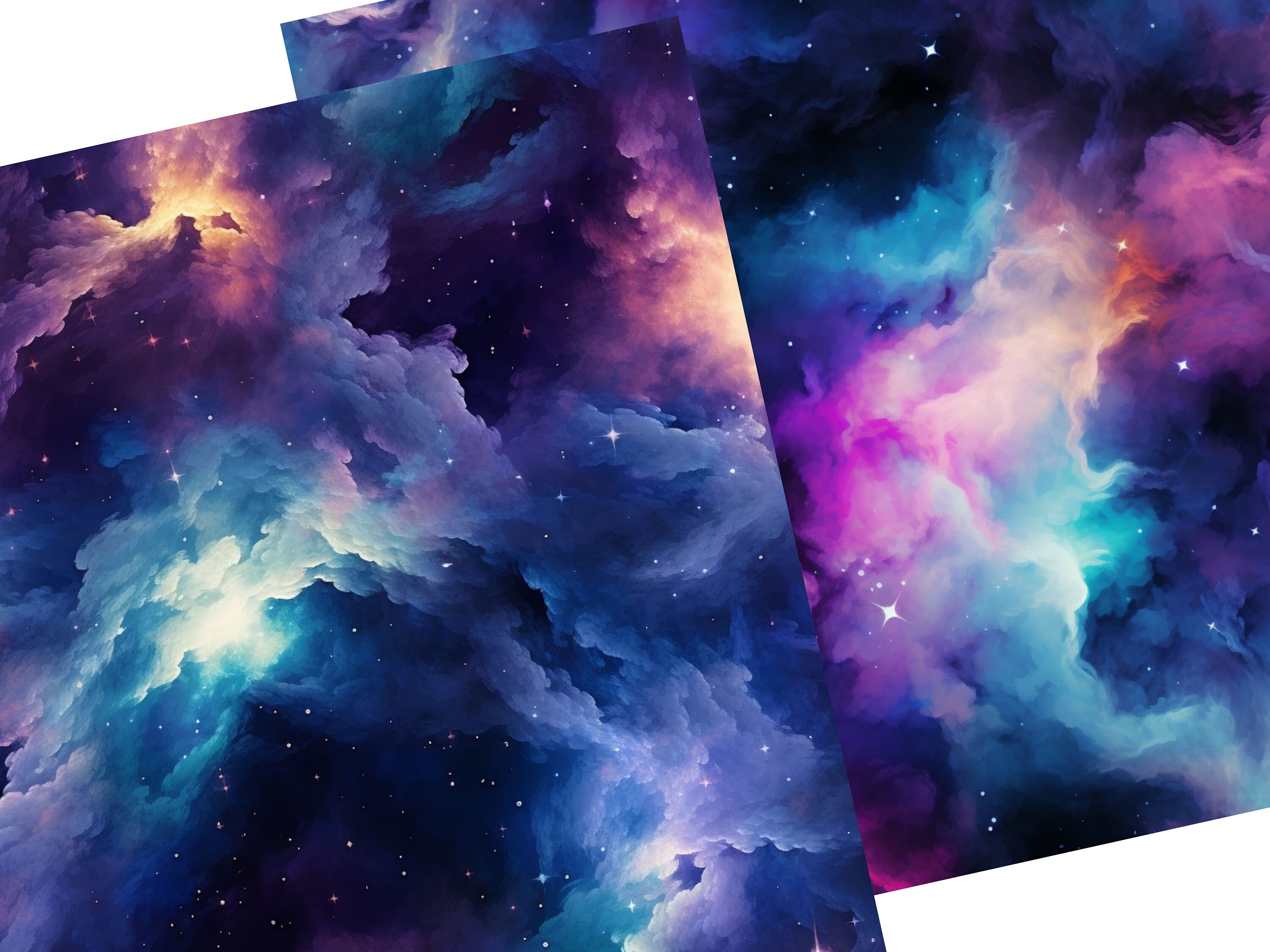 Printable Starry Galaxy Digital Paper, Starry Night Sky Background ...