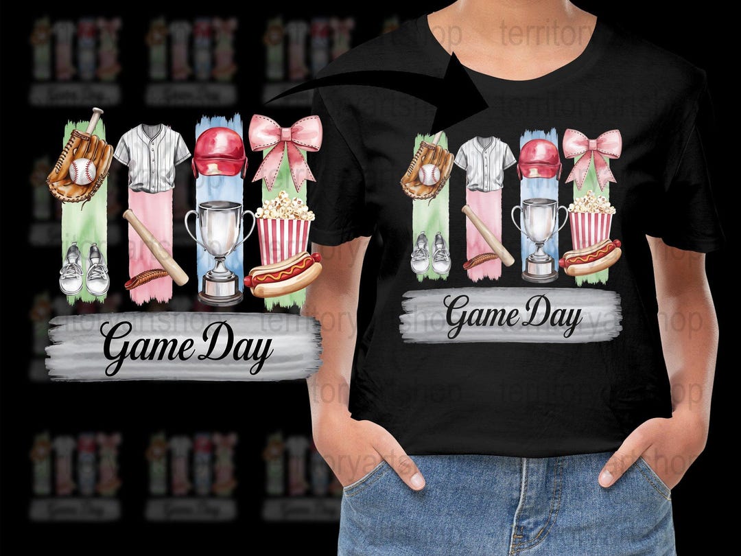 Game Day Sports Clipart, Baseball Trophy Popcorn Digital Art, Instant ...