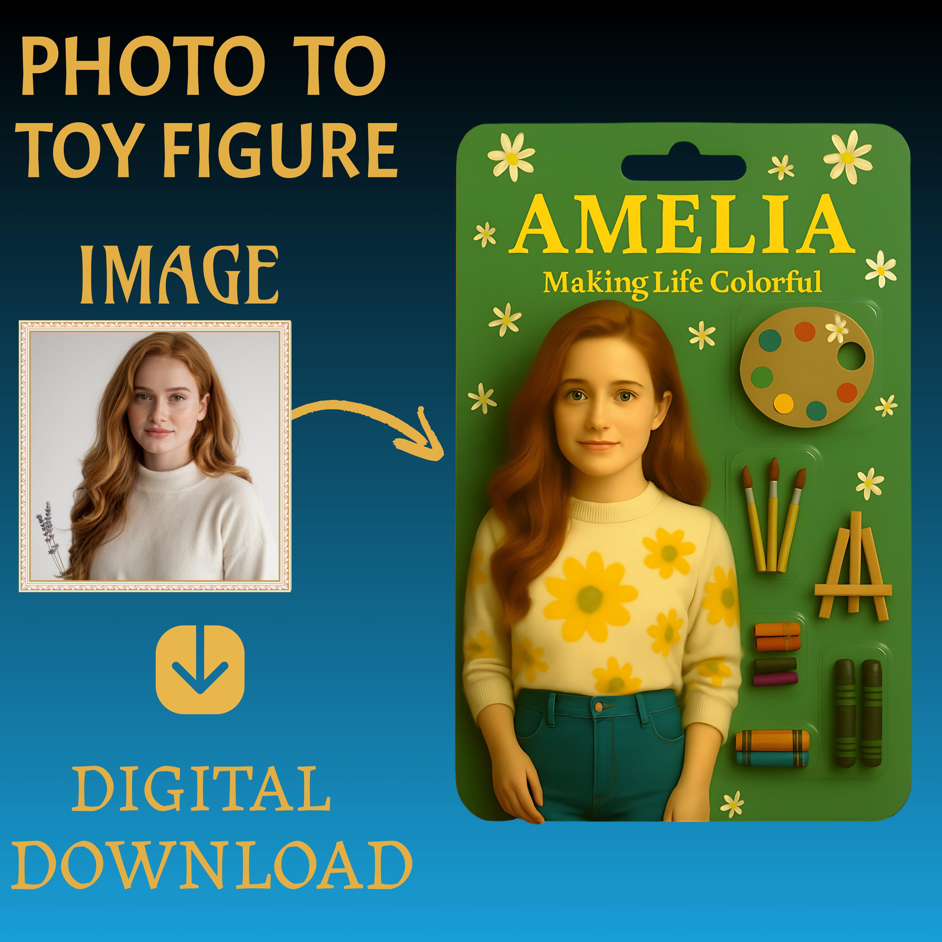 Custom AI Action Figure Portrait Photo Digital Print Art Toy Box ...
