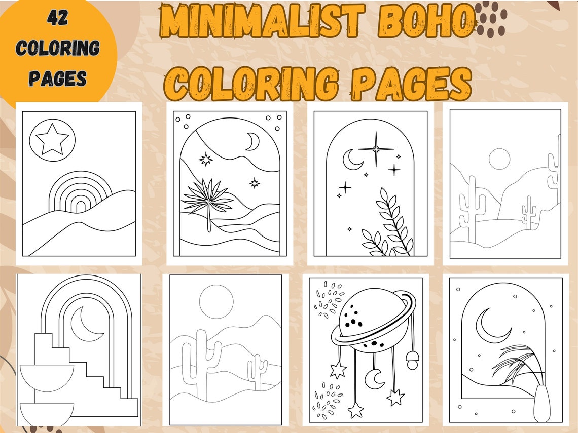 42 Minimalist Scenery Coloring Pages for Adults Printable Coloring Book ...