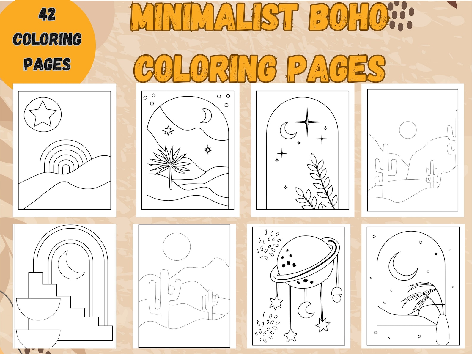 42 Minimalist Scenery Coloring Pages for Adults Printable Coloring Book ...