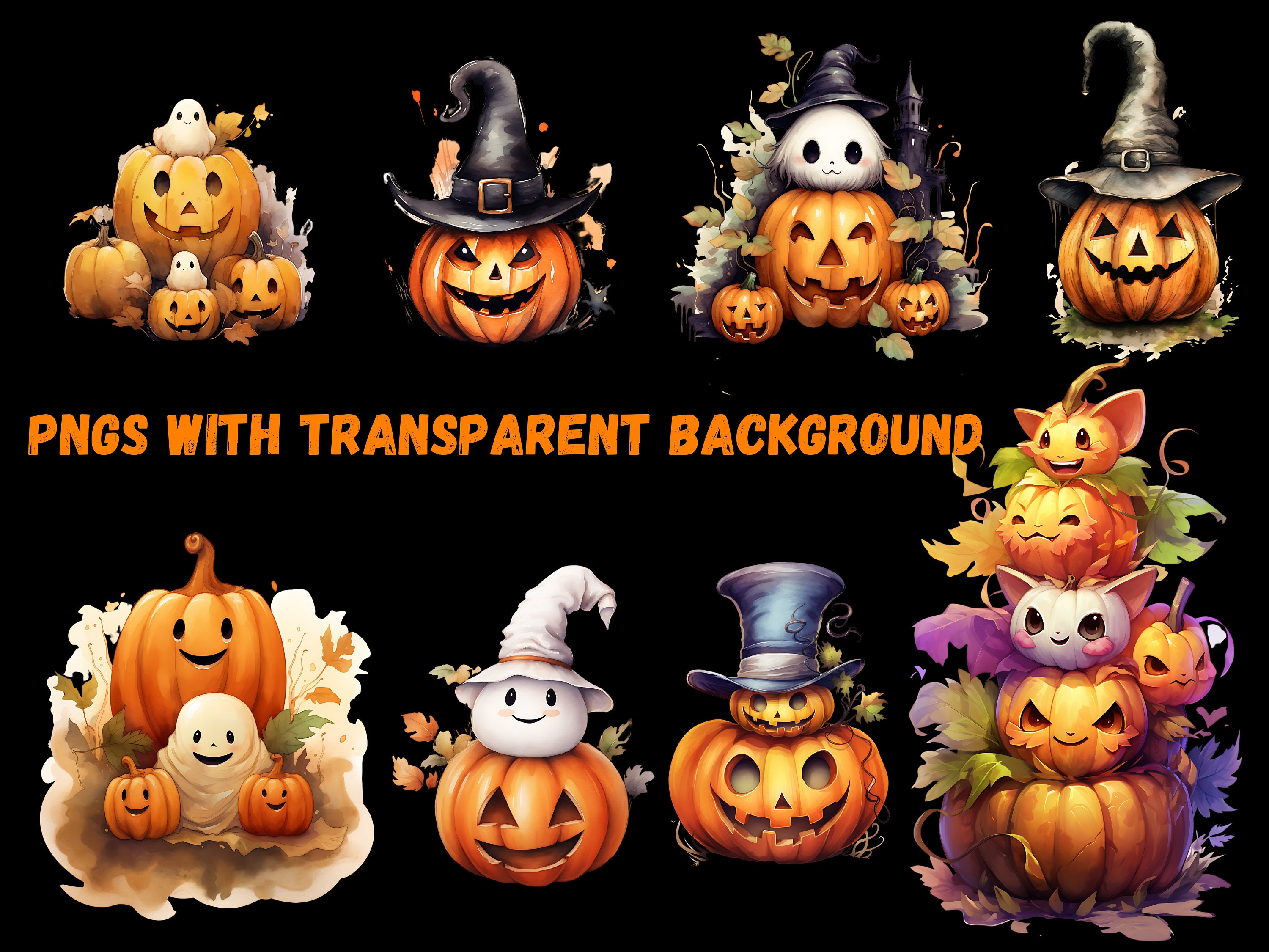 29 Halloween Clipart Bundle, Cute Halloween Clipart, Pumpkins, Kawaii ...