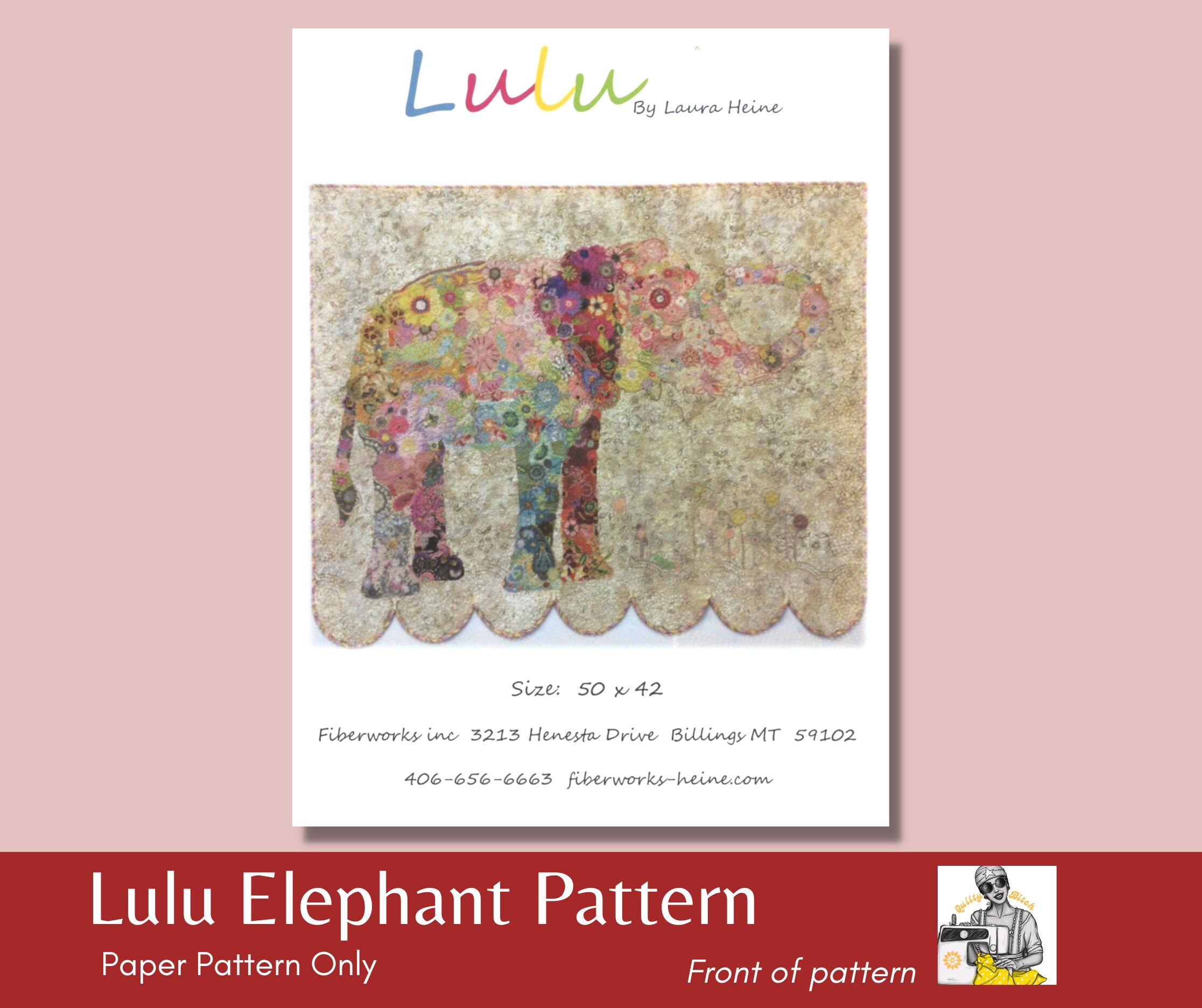 Lulu the Elephant Pattern Laura Heine Art Collage Quilt - Etsy