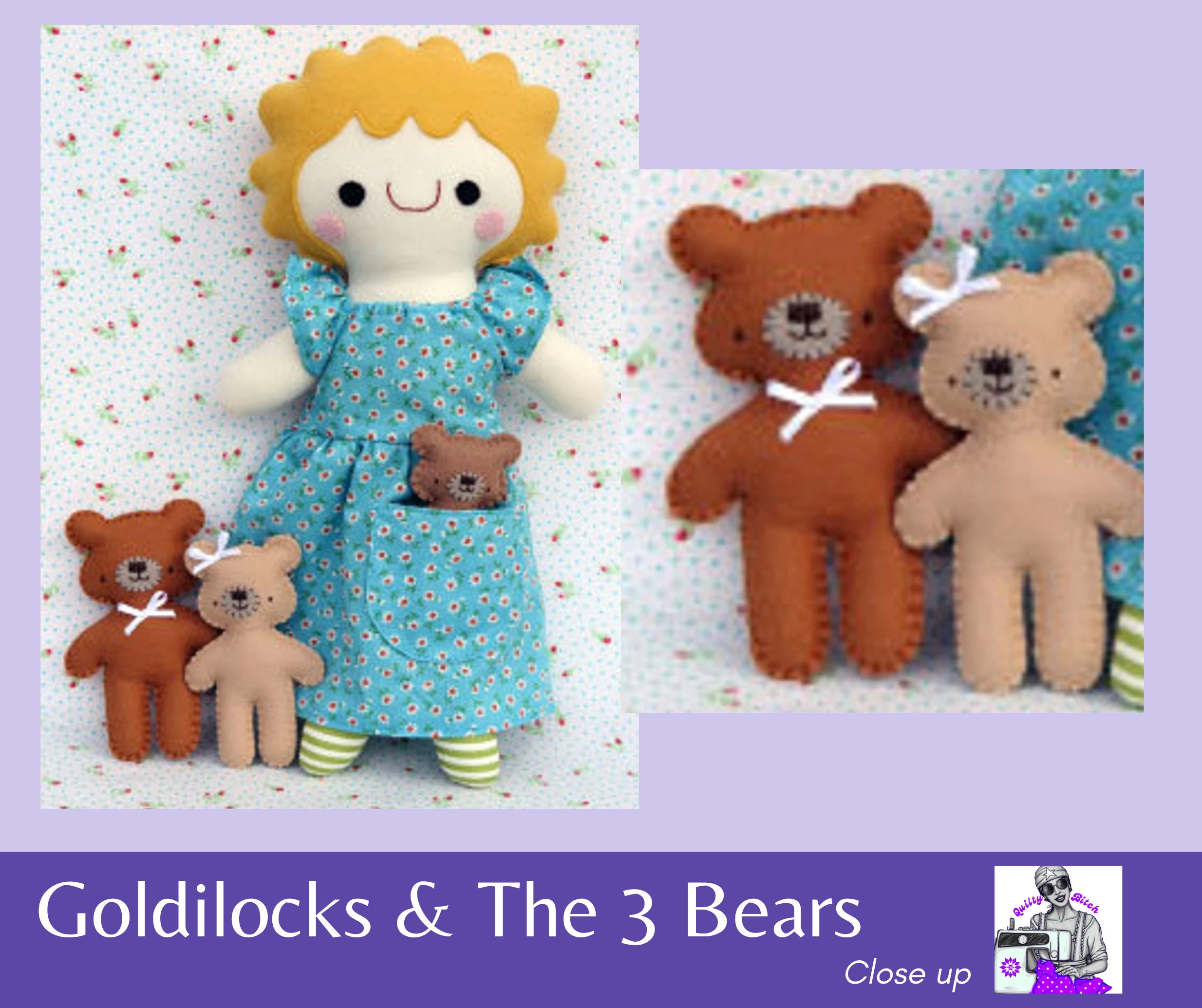 Doll Pattern Your Choice Goldilocks & 3 Bears, Princess and Pea ...