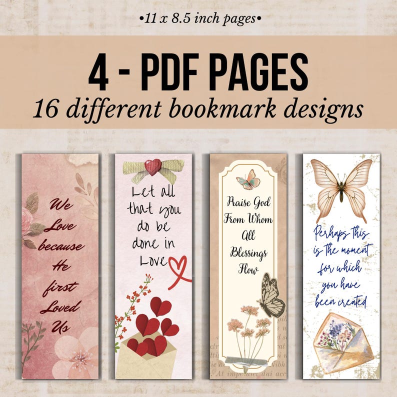 Printable Bible Verse Bookmarks: Vintage Christian Scripture (PDF ...